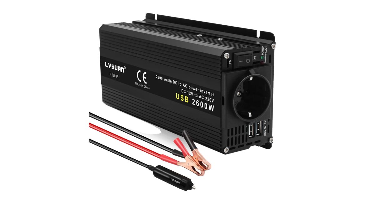 DC - AC Power Inverter, Peak Power 1500W/2000W/2600W, Universal Socket, 2600W EU, AC220V, DC12V ...