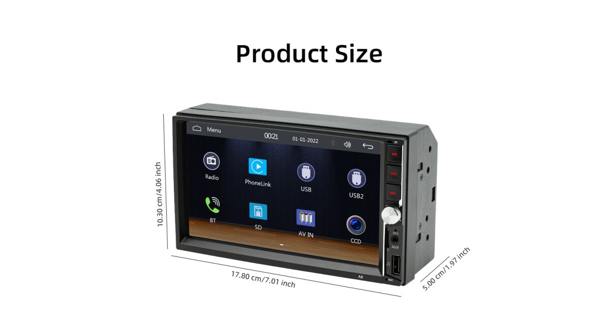 ILIKE FA8 7 Autós MP5 Lejátszó 2DIN, Bluetooth 5.1, FM Rádió, CarPlay ...