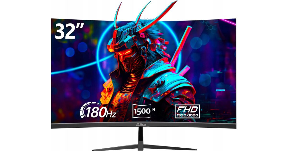 iLike M32J6C 32 Ívelt Gaming Monitor FHD, 165Hz, VA Panel, HDMI/DP/USB ...