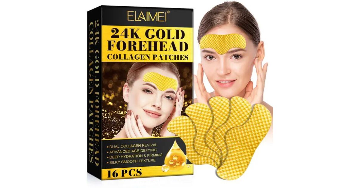 Plasturi pentru Frunte cu Colagen si Aur 24K Elaimei, 16 bucati, Anti ...