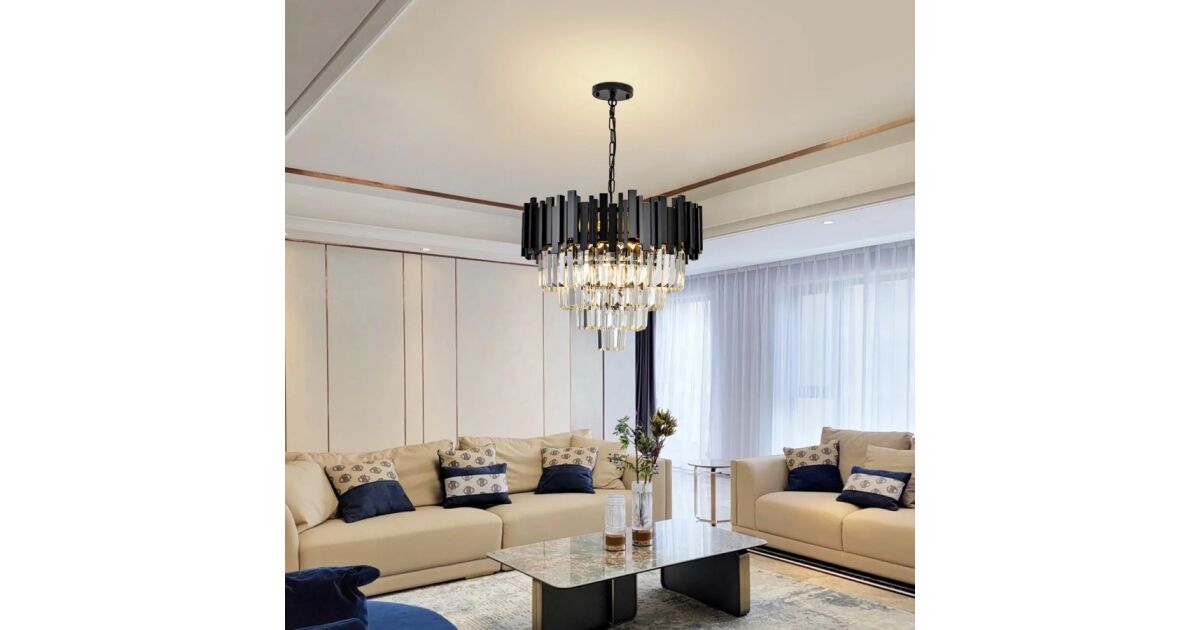 Candelabru Cristal BLOIS Nobile 4xE14, Diametru 40cm, Negru, Inaltime ...