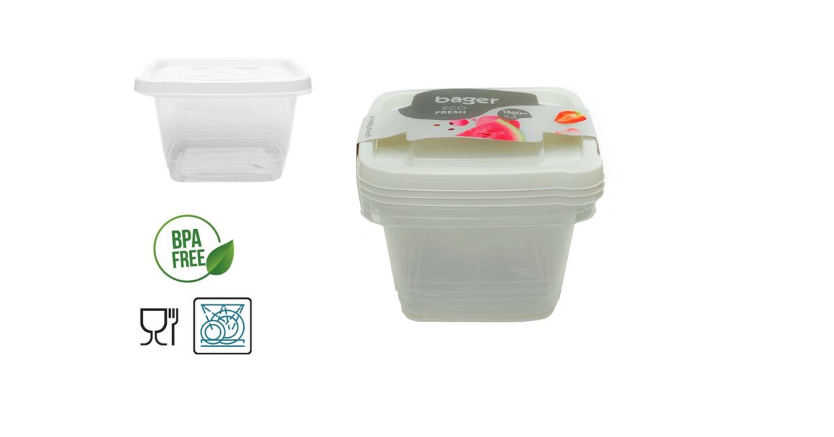 Bager Eco Fresh Lebensmittelbox-Set, 3 x 1360 ml, 3 Stück | Pepita.com