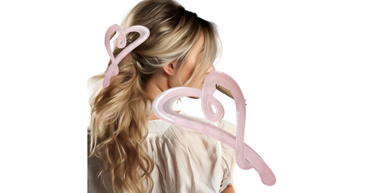 Sponka klips na vlasy XL transparentná ružová 12x5cm SP371 | Pepita.com