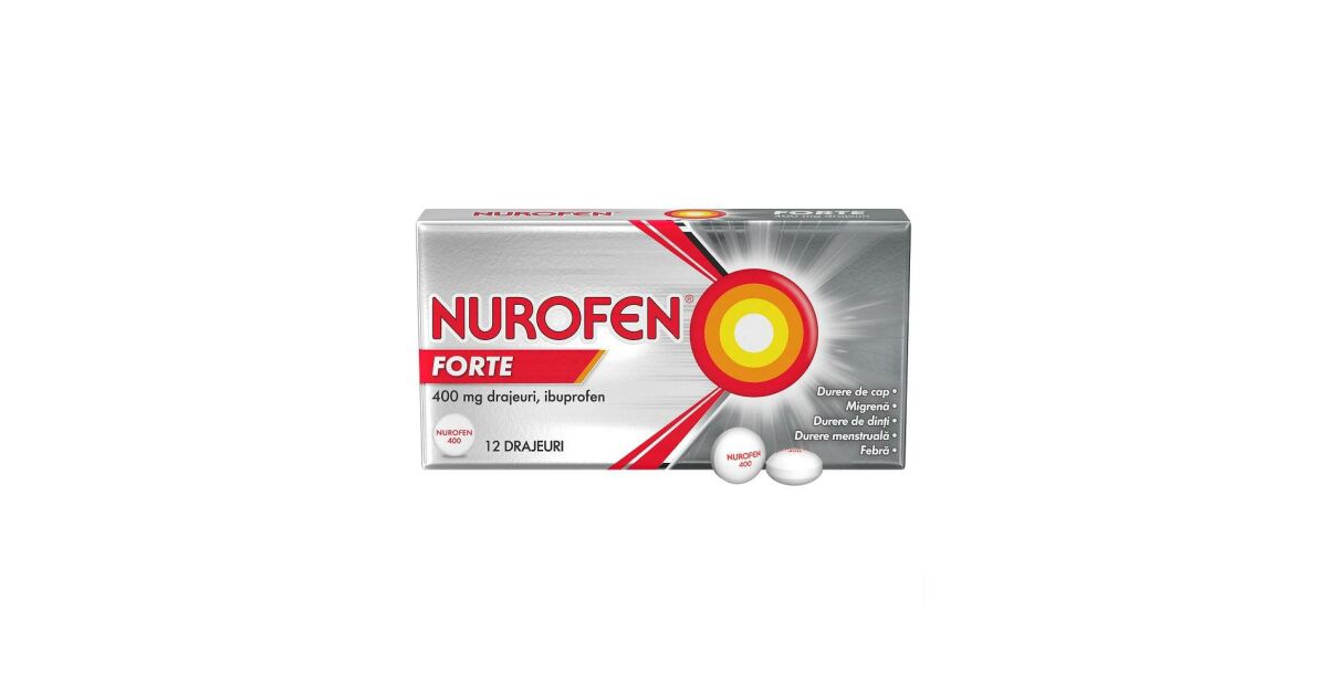 Nurofen Forte, 400 mg, 12 drajeuri, Reckitt Benkiser | Pepita.com