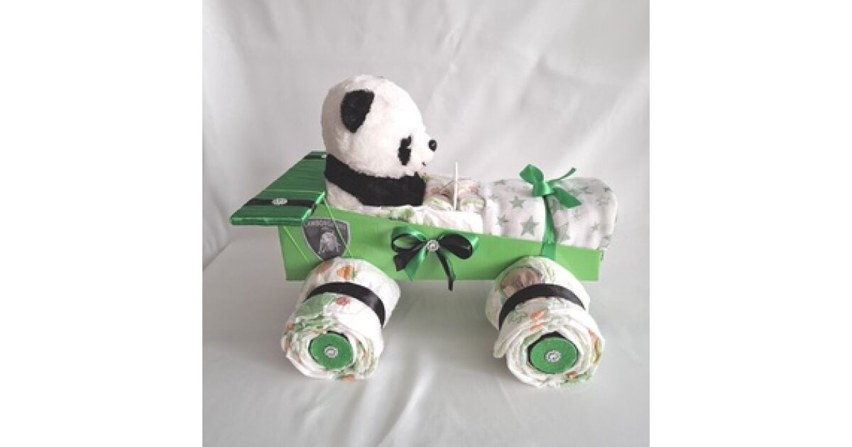 Lamborghini panda autó pelenkatorta, 3-6 kg pelenkatorony, babaváró ...