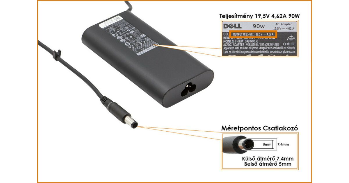 Dell Latitude 100L 19.5V 4.62A 90W-os gyári új Laptop töltő | Pepita.hu
