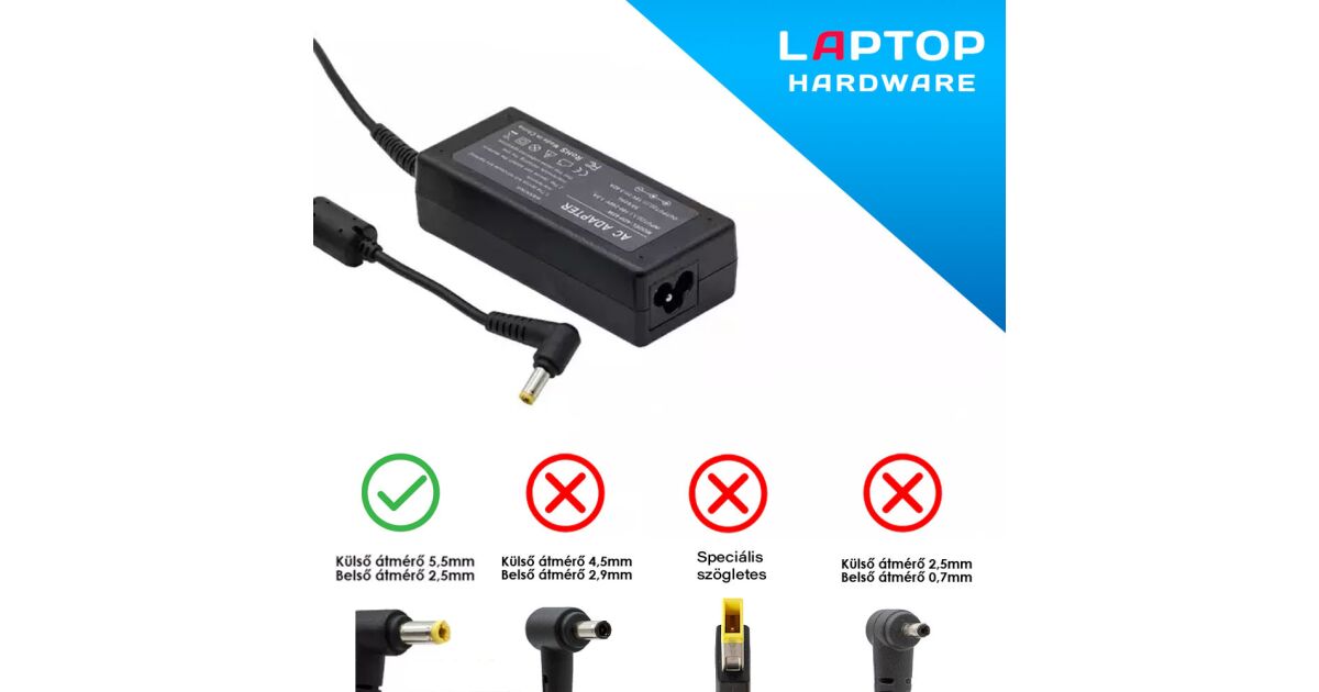 Asus X501 19V 3,42A 65W-os új, gyárival megegyező minőségű helyettesítő ...