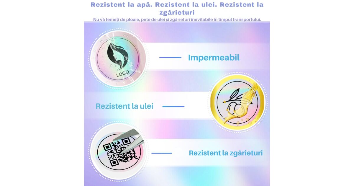 Etichete autoadezive Holografice, pentru imprimanta termica, Rola 400 ...