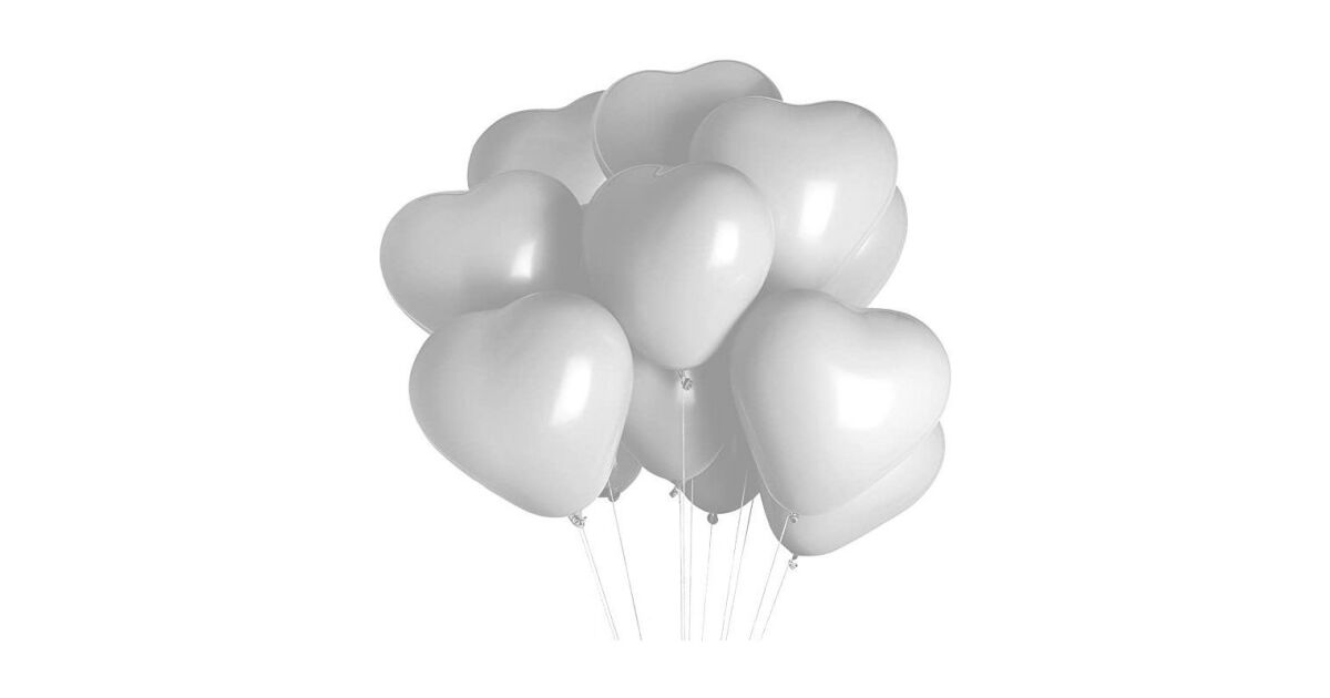Set 100 baloane forma inimioara, 30 cm, latex alb | Pepita.hu