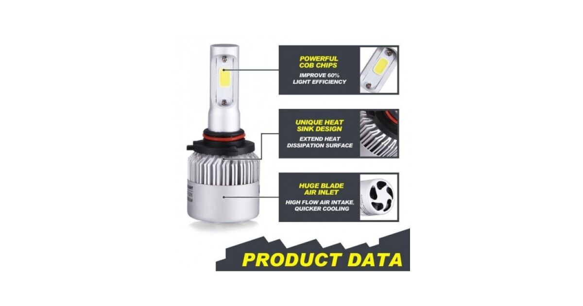 Zestaw 2 diod LED H7 COB Canbus, moc 72W, jasność 8000 lm, 12V - 24V ...