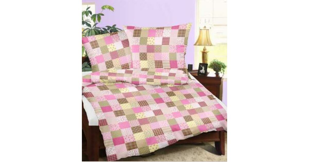 200x220 husă cu model 96/4 Duckbill Pink cu nasturi 100% bumbac de ...