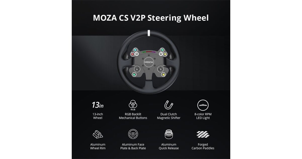 MOZA Racing CS V2P Kormánykerék - 13 Dual Clutch, RGB | Pepita.hu