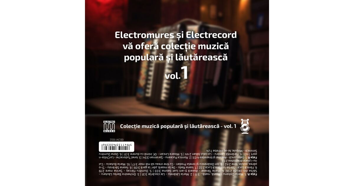Caseta audio Colectie muzica populara si lautareasca romaneasca vol.1 produsa de Electromures si ...