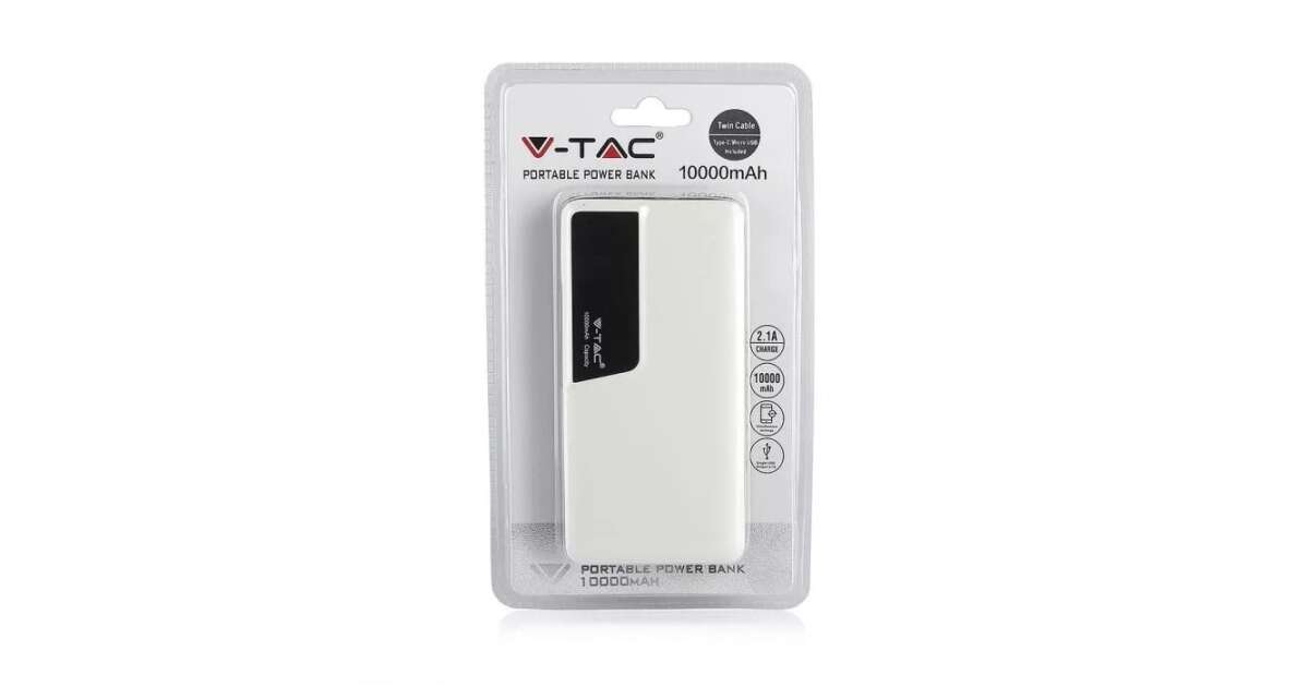 V-TAC POWER BANK DIGITÁLIS KIJELZŐVEL 10000 MAH | Pepita.hu