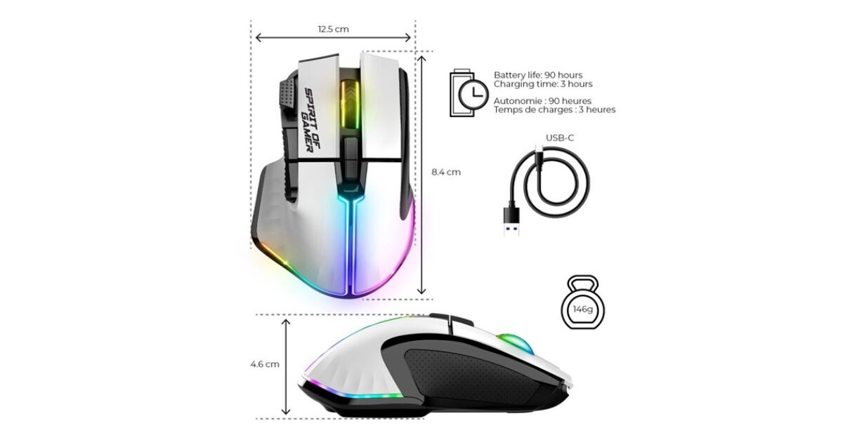 Spirit of Gamer Pro-M5 Arctic Mouse de gaming fără fir - alb | Pepita.com