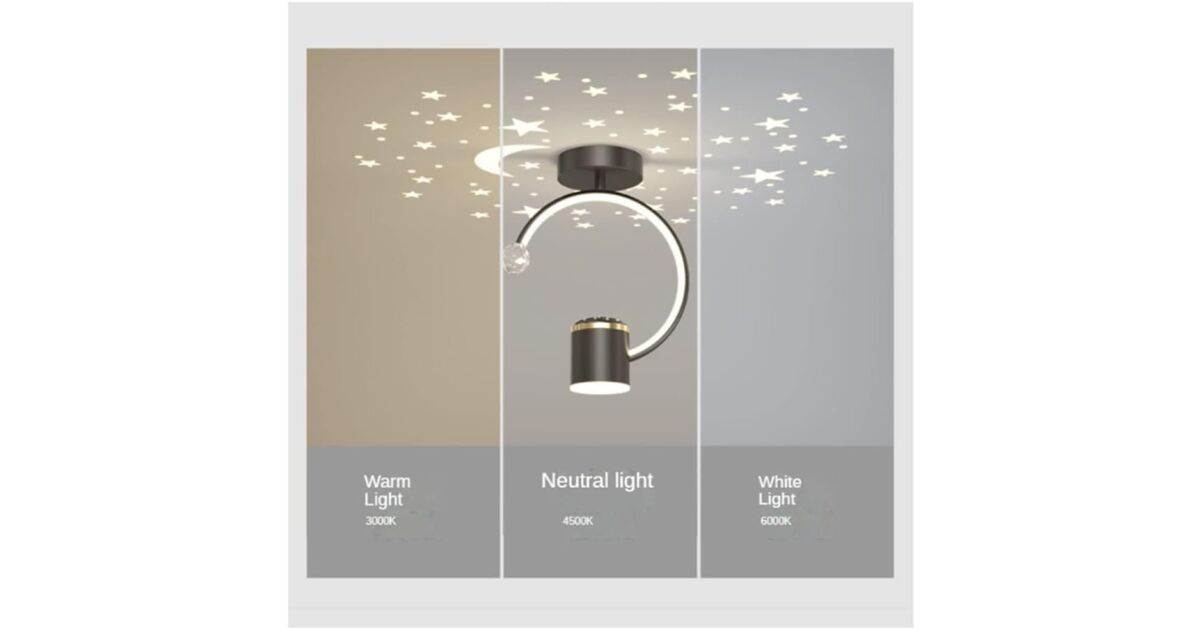 Plafoniera LED JIJU® Cer Instelat Negru Moderna 30 W,3 Tipuri De Lumina ...
