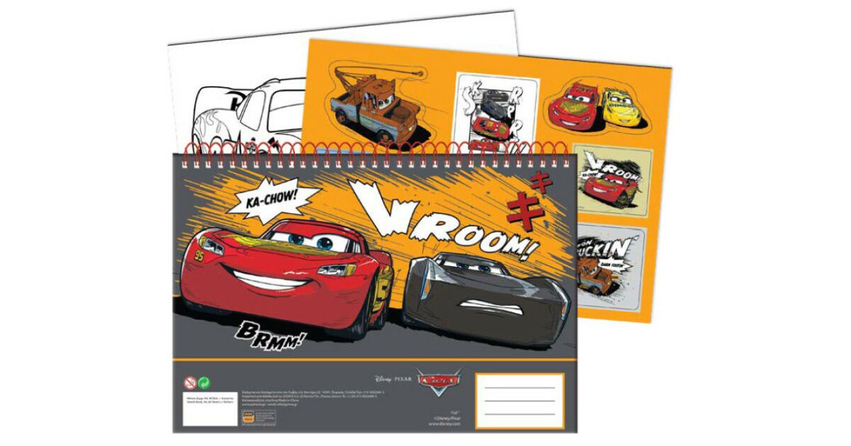 Disney Masini Vroom Bloc de desen A4 cu spirala, 40 de foi, cu ...