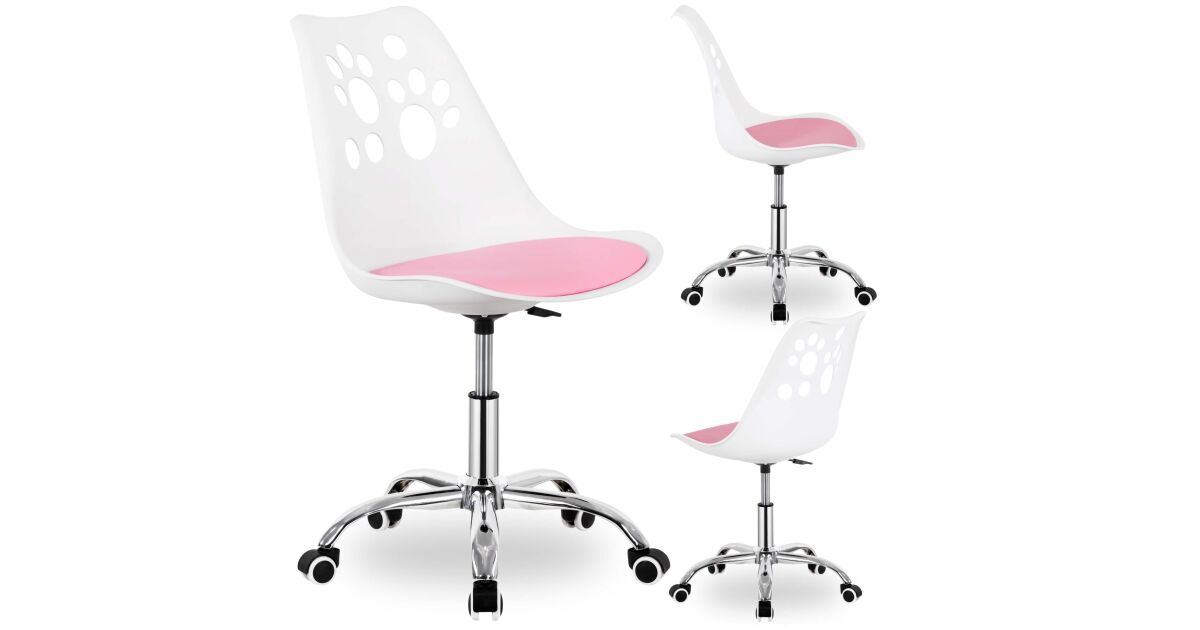 Springos upholstered Swivel Chair - White, Pink | Pepita.com
