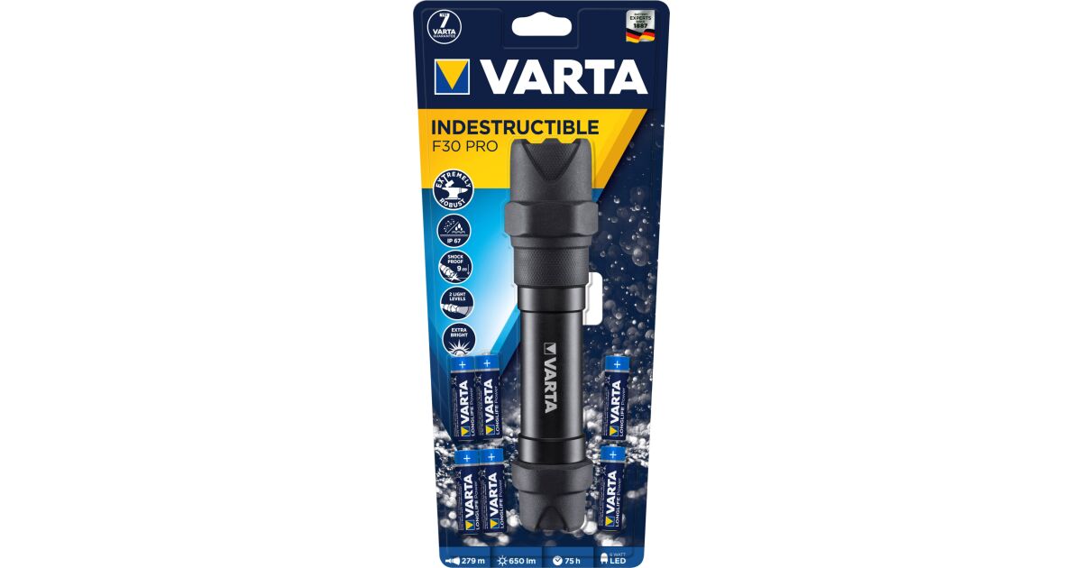 Varta Indestructible F30 Pro LED Elemlámpa - Ütésálló, IP67 | Pepita.hu