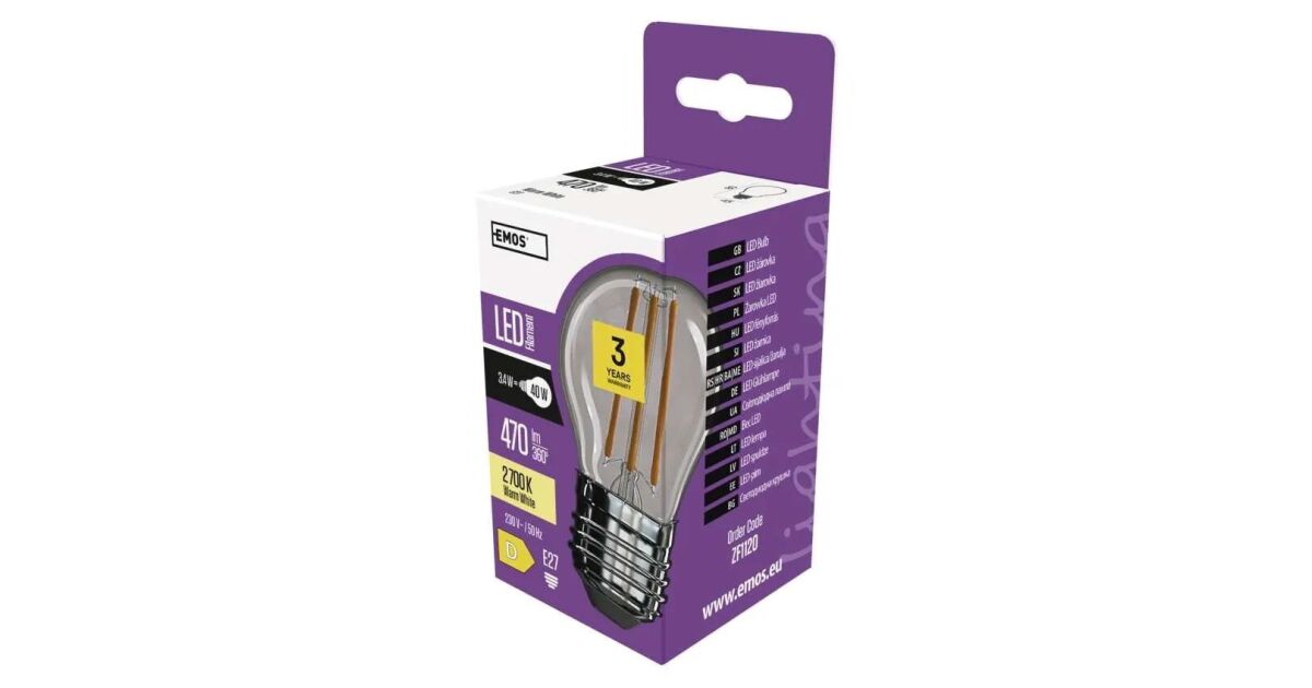 Emos LED Filament Mini Globe Izzó 3.4W E27 2700K - Meleg Fehér | Pepita.hu