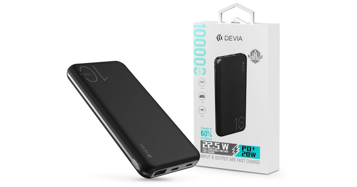 Devia Smart Series Powerbank - 10000mAh, 22.5W Gyorstöltés - Fekete ...