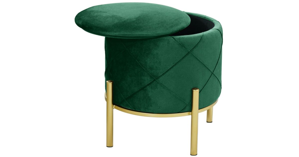 Vélemények: Savana Palackzöld Velúr Puff Tárolóval, Arany Lábakkal ...