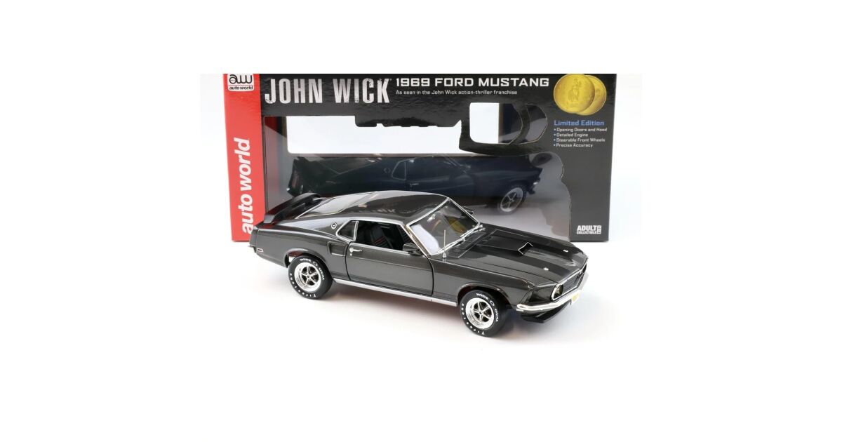 Auto World 1969 Ford Mustang John Wick - Hitman Szürke Modellautó 1:18 ...