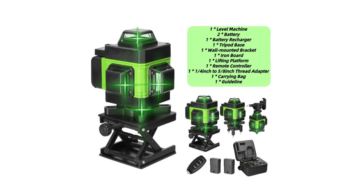 4D lézerszint, 16 vonal, automatikus önszint, Zöld C 4D | Pepita.hu