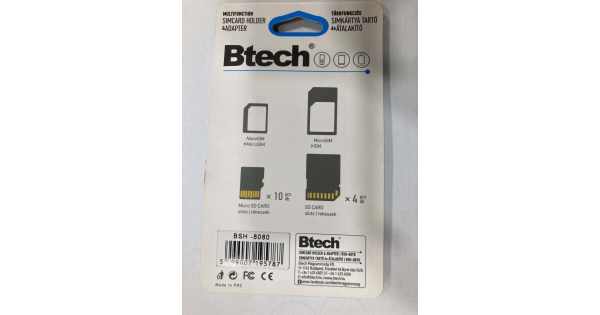 Btech BSH-8080 SIM kártya tartó és adapter | Pepita.hu