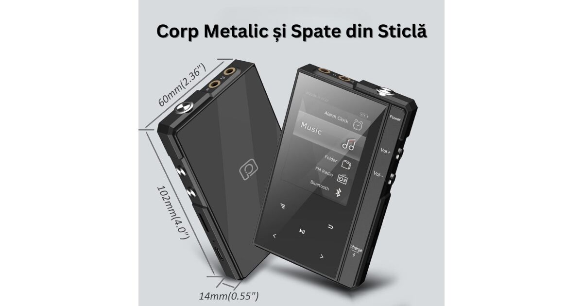 Player MP3 cu Touchscreen, Ecran 2.4 inch, 96GB, Suporta Card SD pana ...