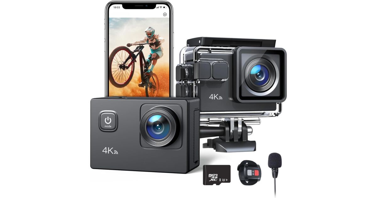 Camera Video Sport WiFi cu Telecomanda, 4K/30FPS, 20MP, LCD 2.0, EIS ...
