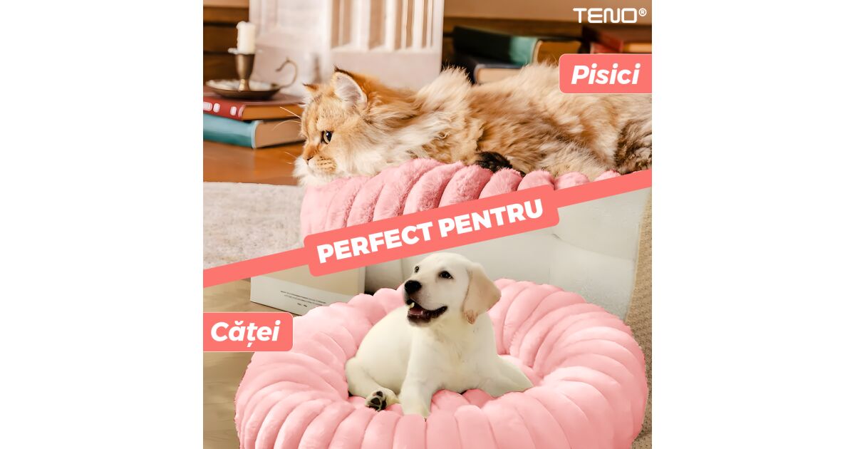 Teno® Pet Bed, párnázott, puha, bolyhos és meleg, kutyáknak és ...
