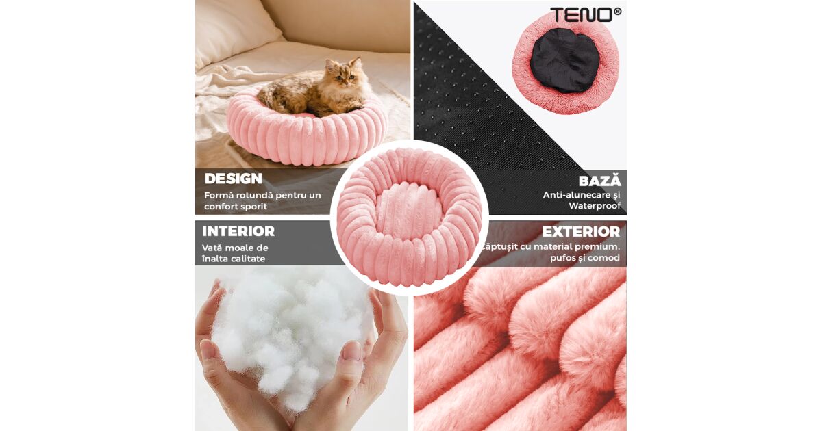 Teno® Pet Bed, párnázott, puha, bolyhos és meleg, kutyáknak és ...