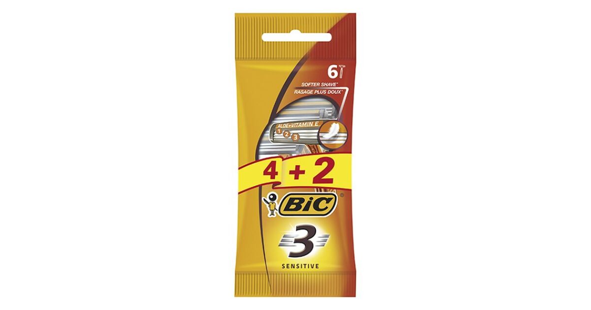 Borotva BIC 3 Sensitive férfi 3 pengés 4+2 darab/bliszter | Pepita.hu