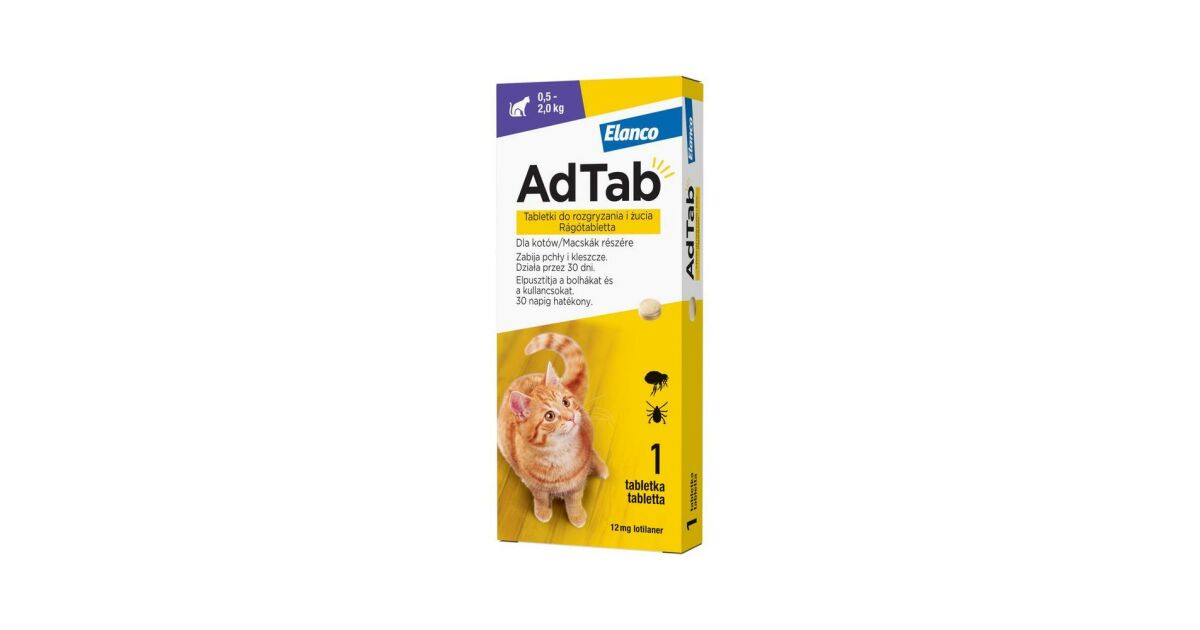 AdTab 12mg rágótabletta macskák részére (0,5-2 kg) | Pepita.hu