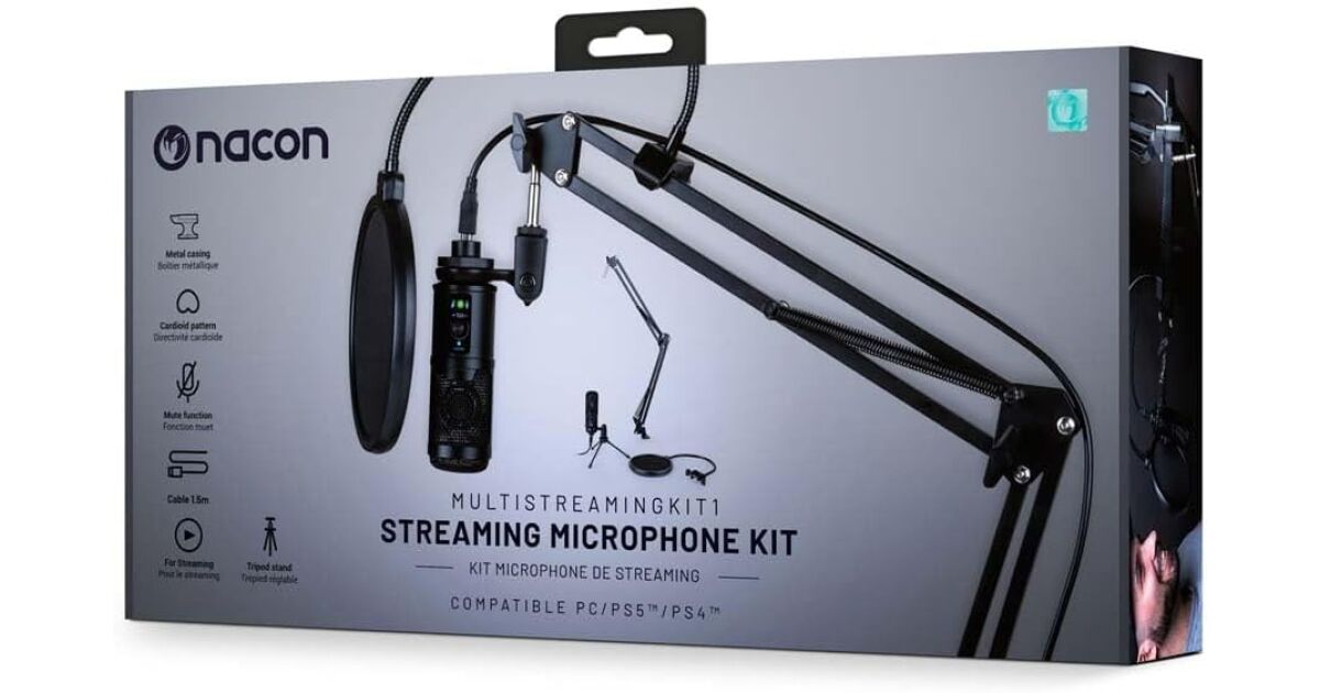 Nacon Streaming Microphone Kit, Playstation 5, PC, Mozgatható, Pop ...