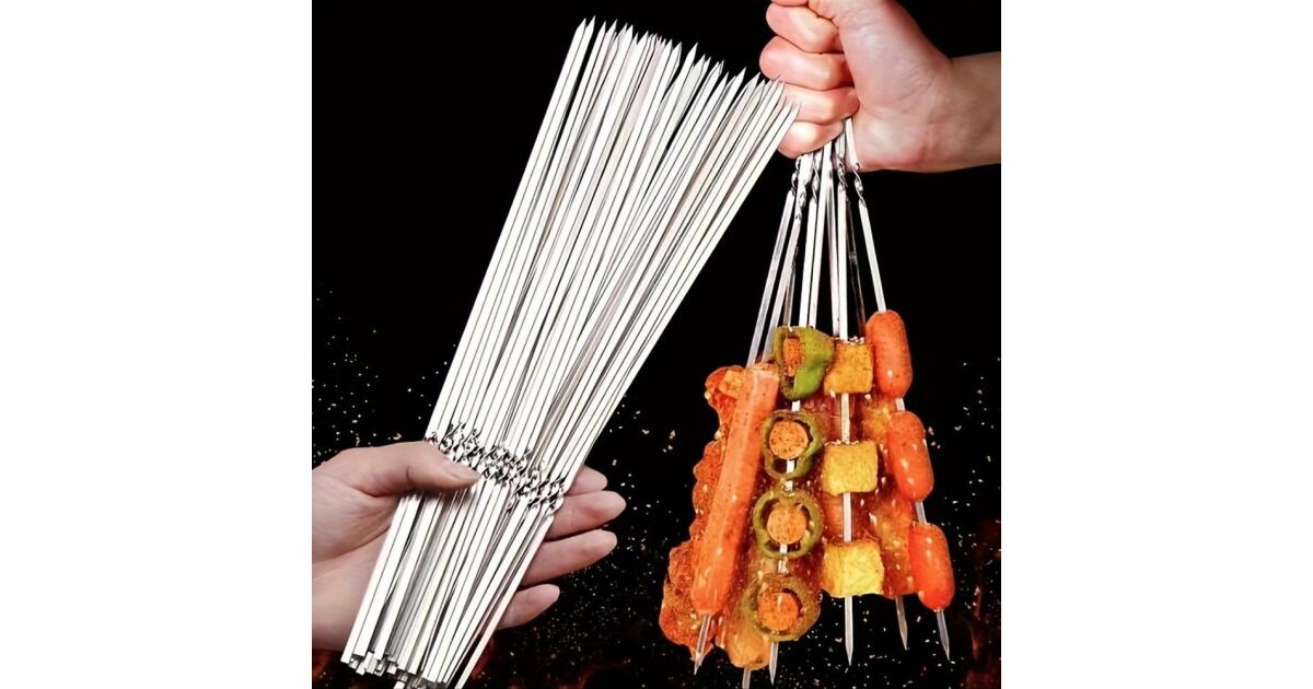 20/30/50 buc Frigărui Durabile din Oțel Inoxidabil BBQ cu 1 Tub de ...