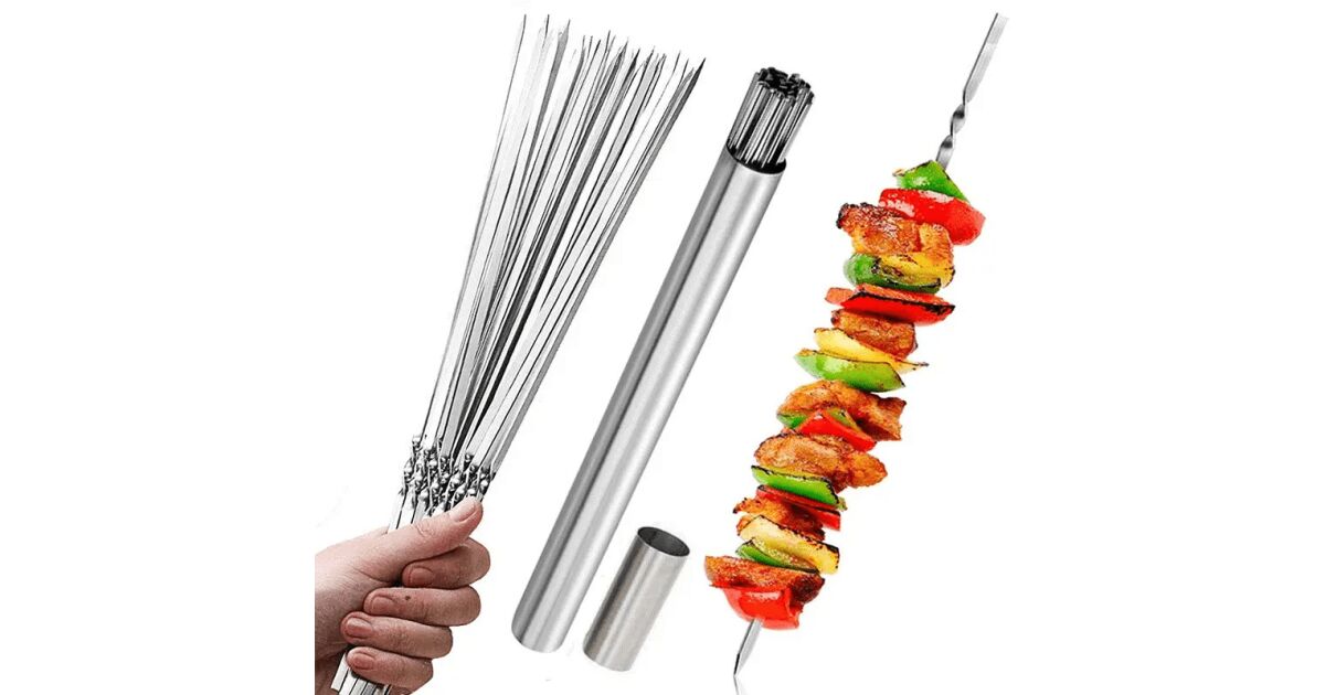 20/30/50 buc Frigărui Durabile din Oțel Inoxidabil BBQ cu 1 Tub de ...