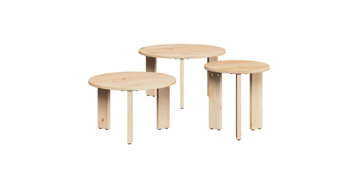 Măsuță de cafea 3 buc Natur 47,5 x 47,5 x 27 cm | Pepita.com