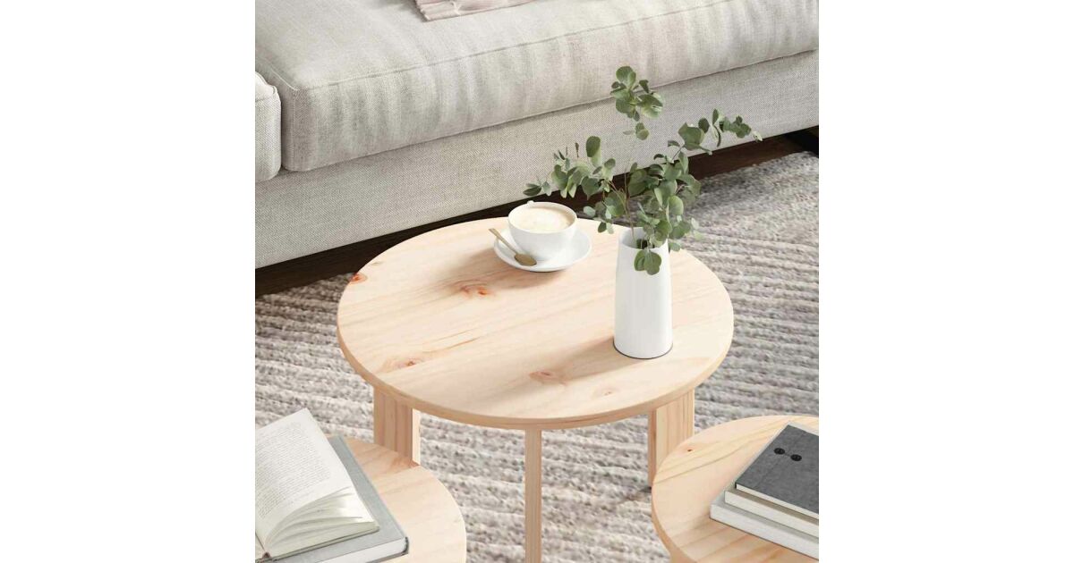 Măsuță de cafea 3 buc Natur 47,5 x 47,5 x 27 cm | Pepita.com