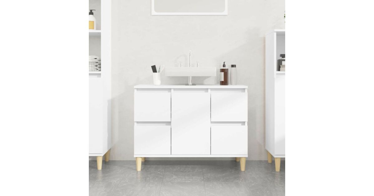 fehér szerelt fa mosdószekrény 80 x 33 x 60 cm | Pepita.hu