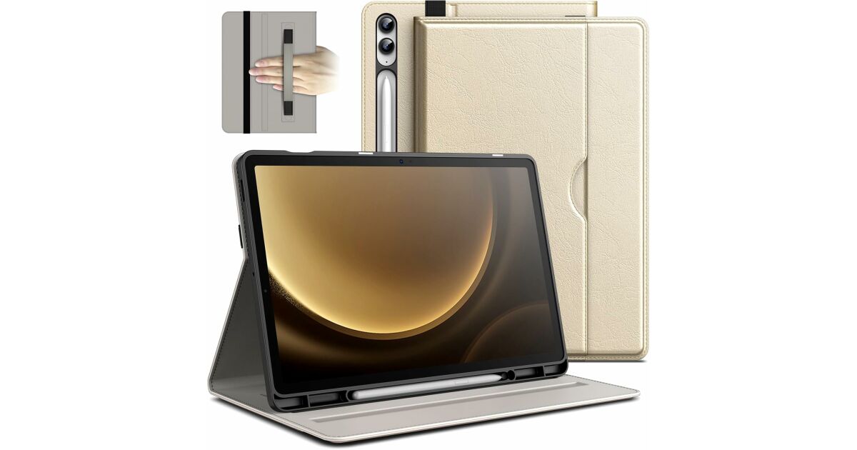 Zaščitite svoj Tab S9 FE+! JETech ovitek bež barve - Eleganten ovitek ...