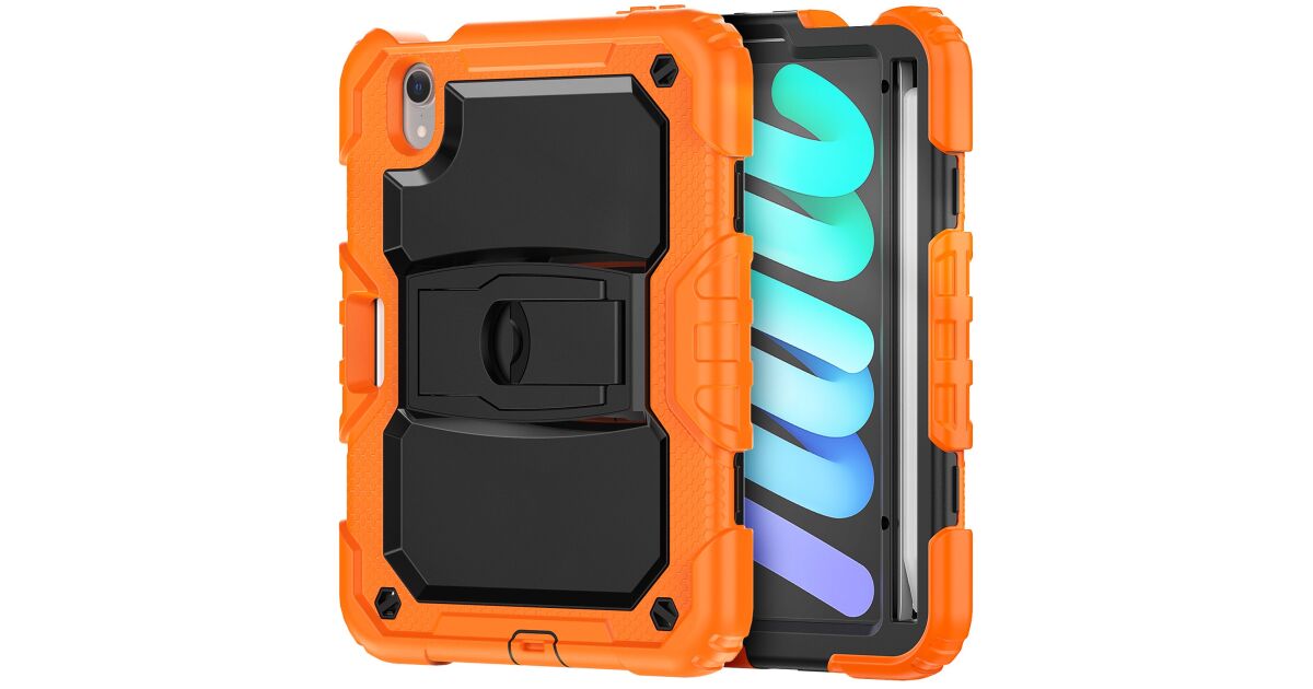 Protejează-ți iPad Mini 6! Husă Portocalie cu Stand & Curea – Siguranță ...