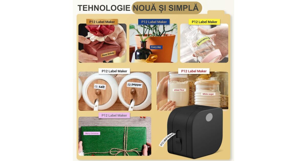 Imprimanta Termica PLEMORY® Etichete, Portabila-1000mAh, Fara Cernela ...