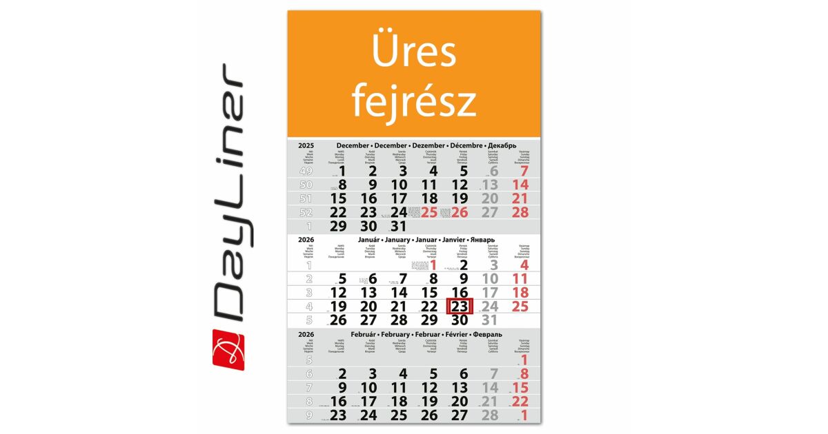 Vélemények: Dayliner speditőr naptár 2026 1 tömb 3 hónap Primus Classic ...
