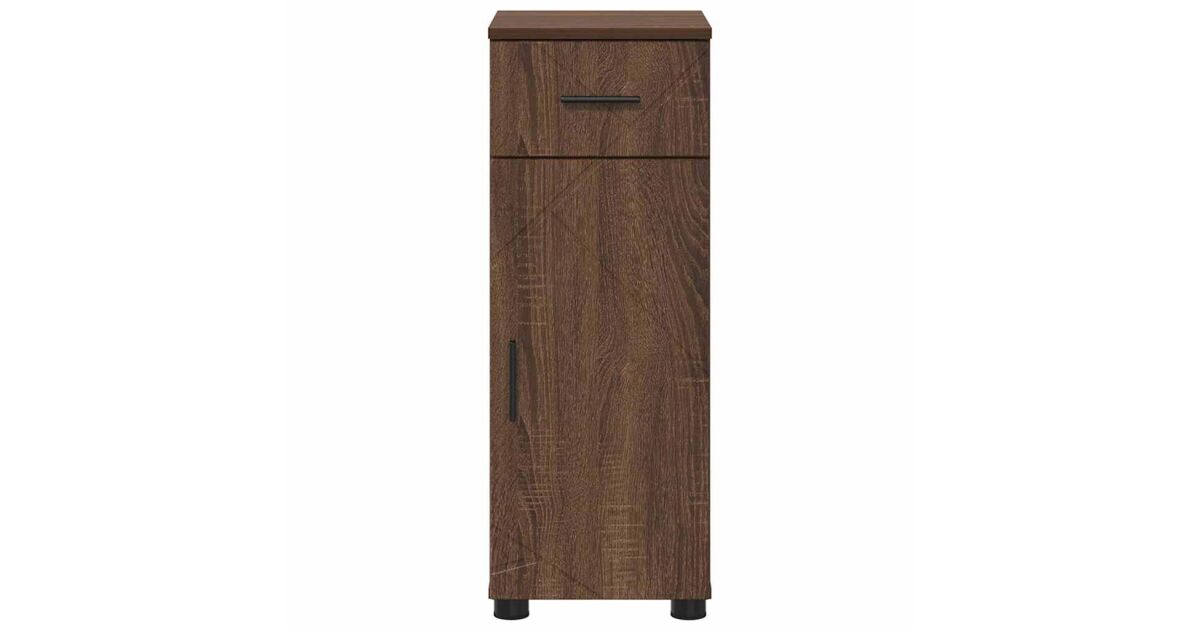 Dulap de baie cu sertar, stejar maro, 30 x 35 x 80 cm, material lemnos ...
