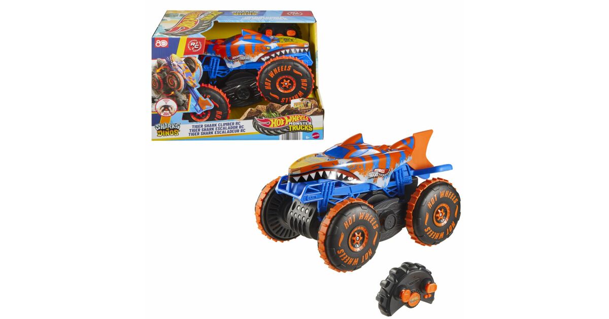 HOT WHEELS MONSTER TRUCK HAIE GEGEN DINOS FERNSTEUERBARER WAGEN ...