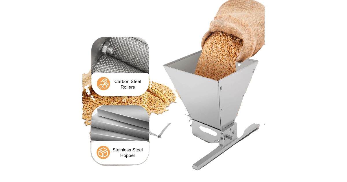 Manual Grain Mill, Adjustable Roller Gap, Large Capacity Hopper, Dual ...