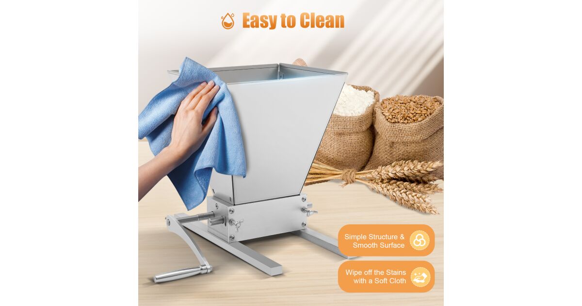 Manual Grain Mill, Adjustable Roller Gap, Large Capacity Hopper, Dual ...