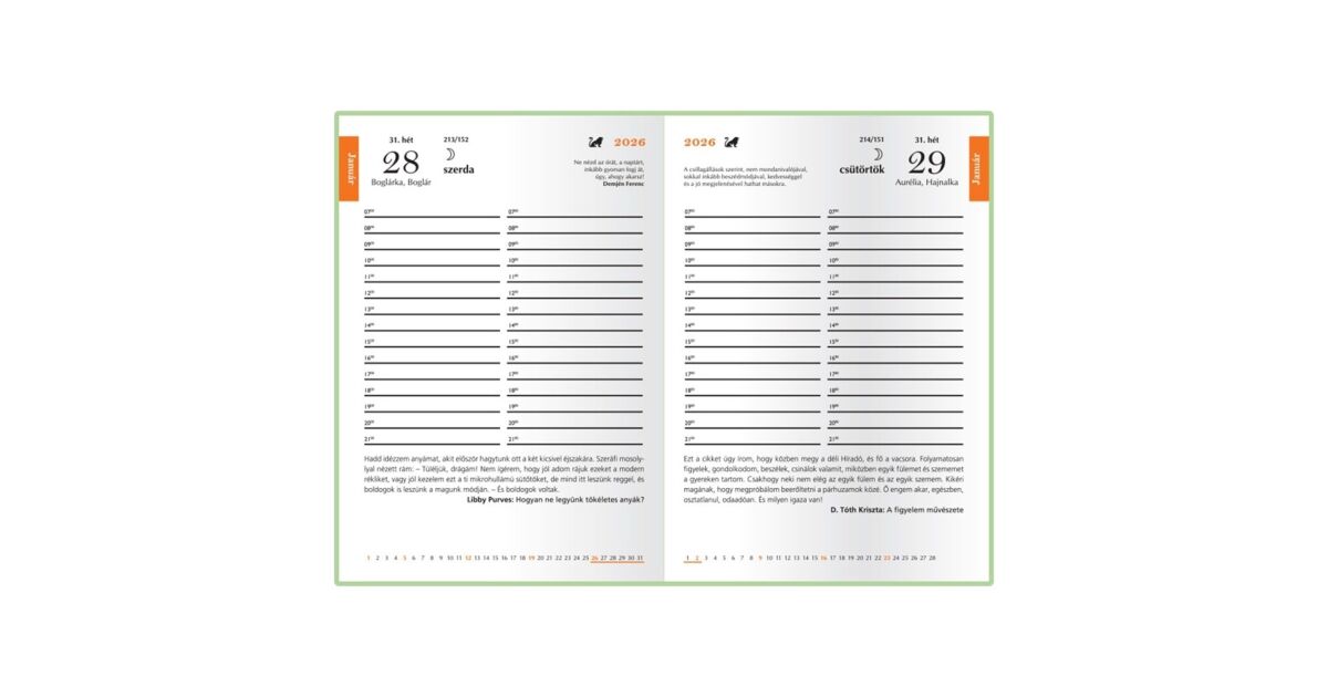 Határidőnapló 2026 REALSYSTEM Librobello Hölgyeknek B/6 napi fehér ...